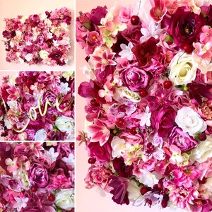 Fuchsia Pink Flower Wall, Flower Wall Backdrop, Wedding Flower Backdrop ...