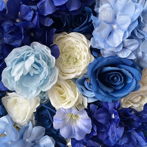 Blue Flower Wall, 3D Floral Wall Backdrop, Rose and Hydrangea Flower ...
