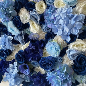 Blue Flower Wall, 3D Floral Wall Backdrop, Rose and Hydrangea Flower ...