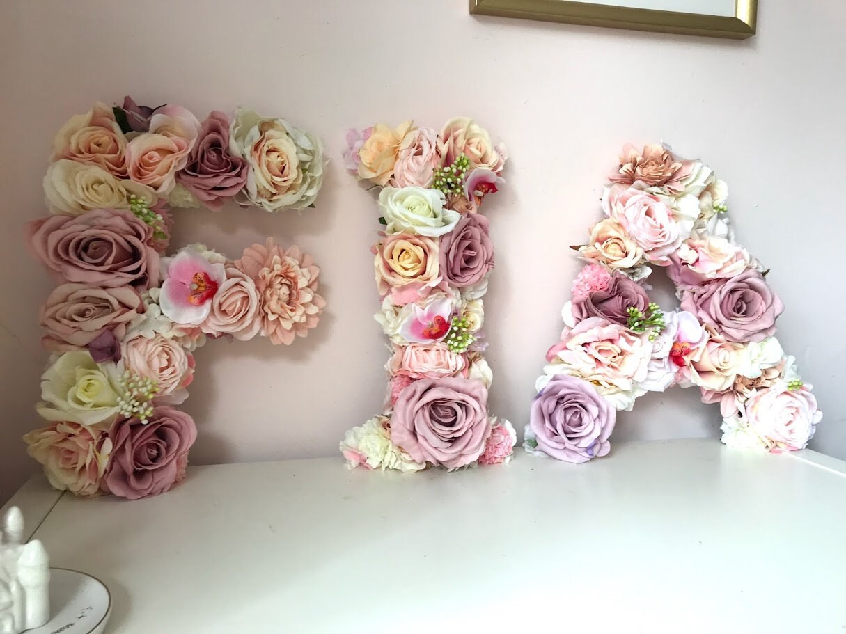 Baby Girl Name Sign Floral Name Flower Letters Floral | Etsy