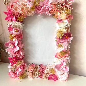 Blush Pink Floral Photo Frame: Silk Flower Picture Frame - Etsy