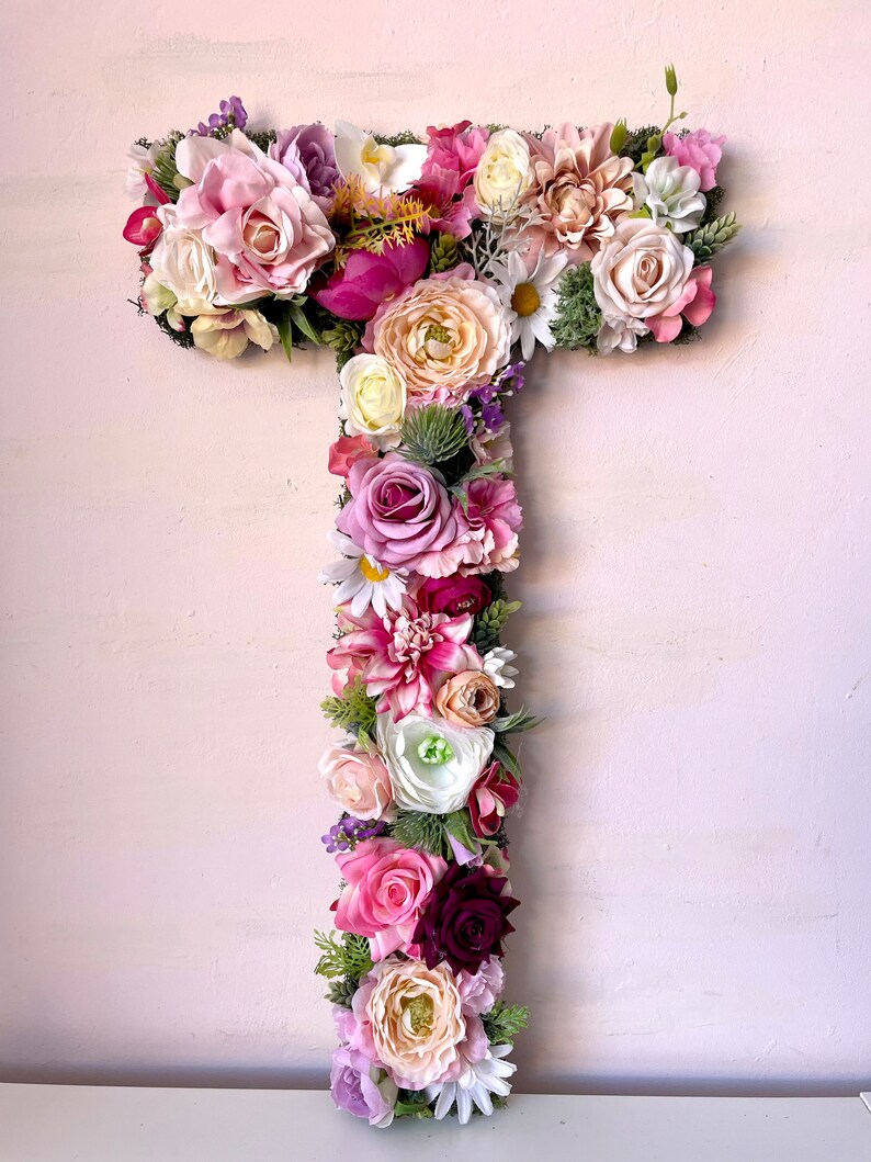 Flower Letter Eden Garden Large Floral Letter Initials - Etsy