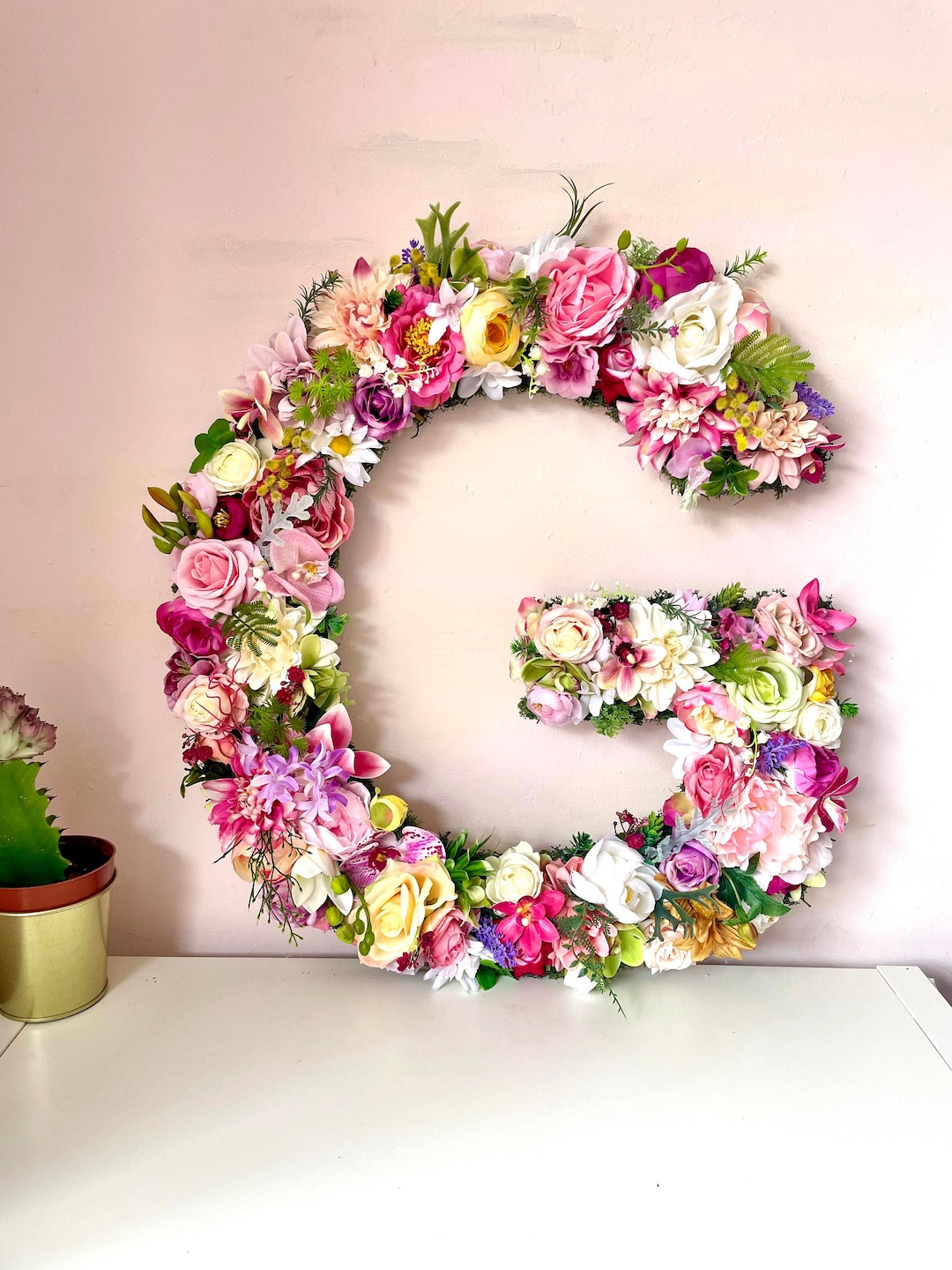 Large Colourful Mixed Flower Letters, Spring Home Decor, Floral ...