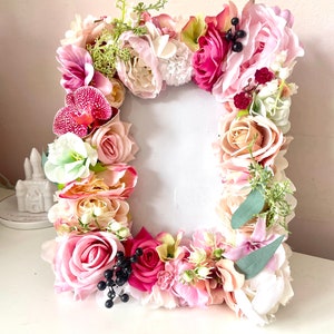 Floral Photo Frame, Flower Picture Frame, Pink Flower Frame for Quotes ...