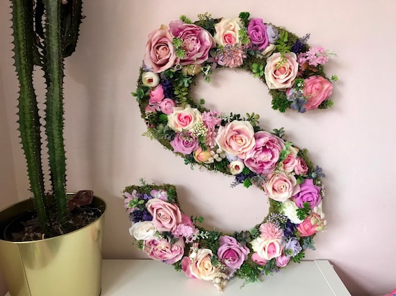 Floral Letter S 24 Large Woodland Moss Nursery Decor - Etsy