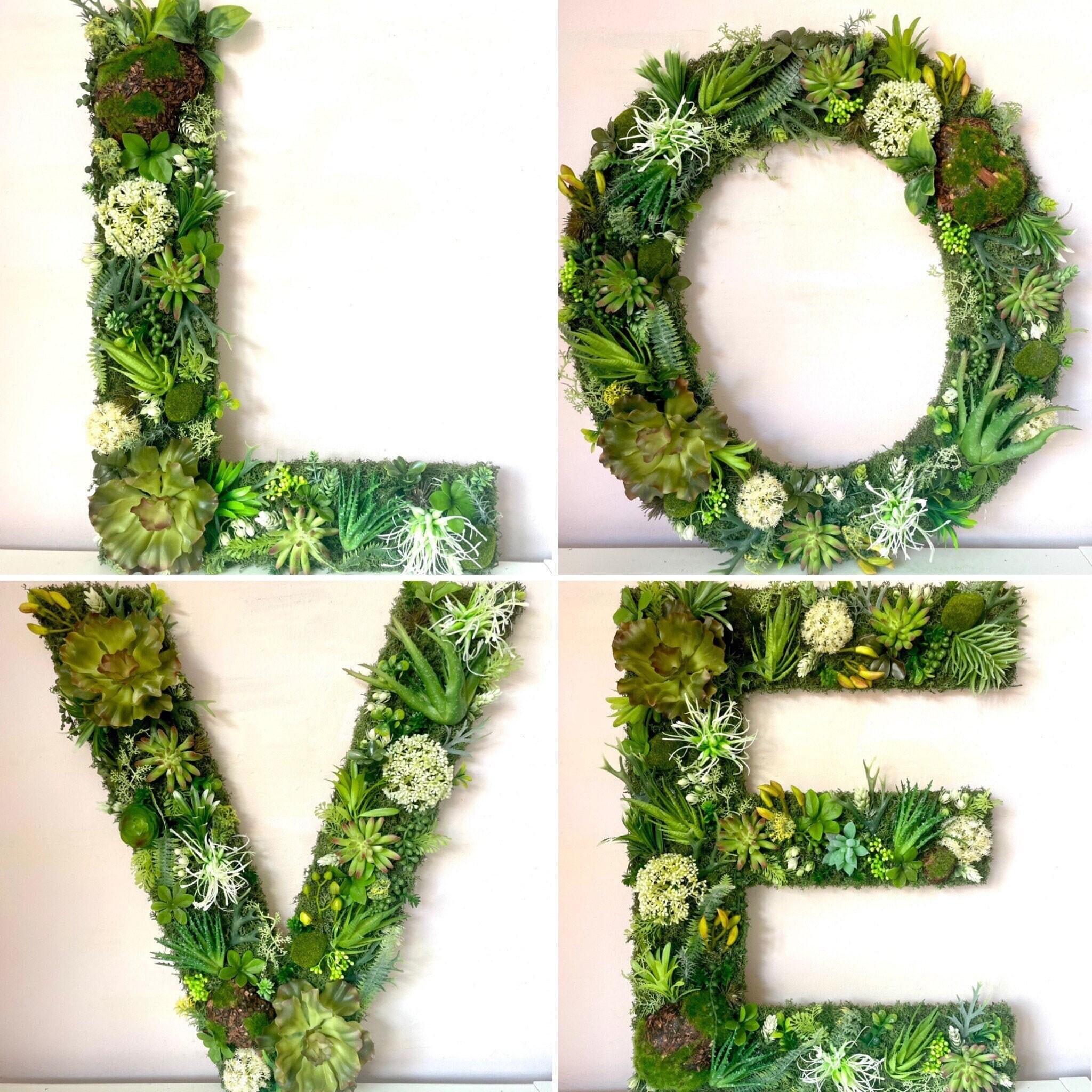 Large Moss Letter With Succulents: Woodland Nursery Decor - Etsy