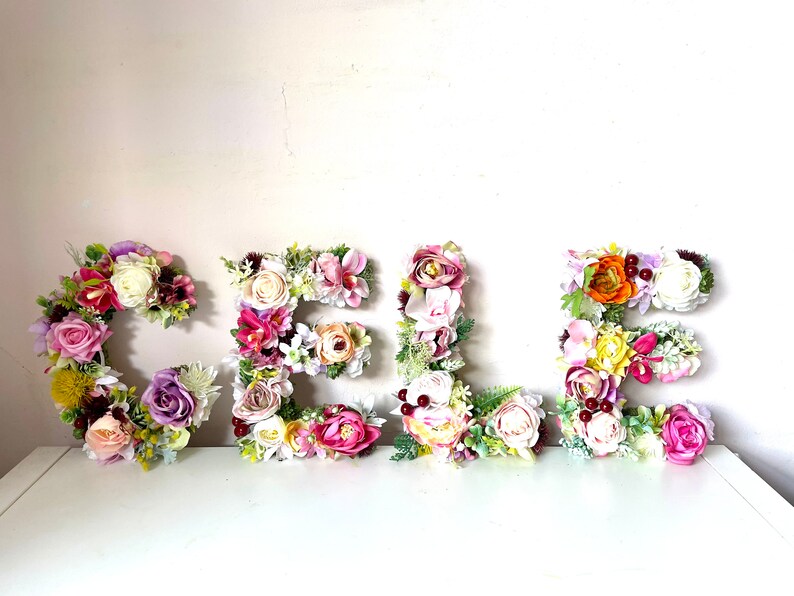 Large 3D Flower Letters With Moss Large Flower Letters - Etsy