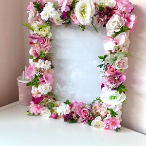 Pink Floral Photo/picture Frame, Personalised Flower Gift, Wedding ...