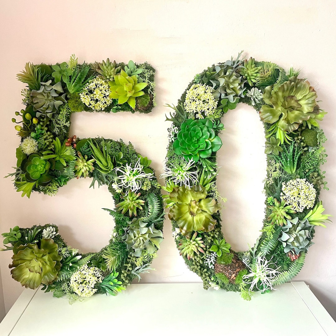 Moss Succulent Number: Woodland Party Decor, Faux Floral Prop - Etsy
