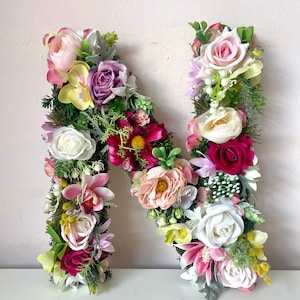 Flower Wall Letter Floral Letter Initial Flower Filled | Etsy