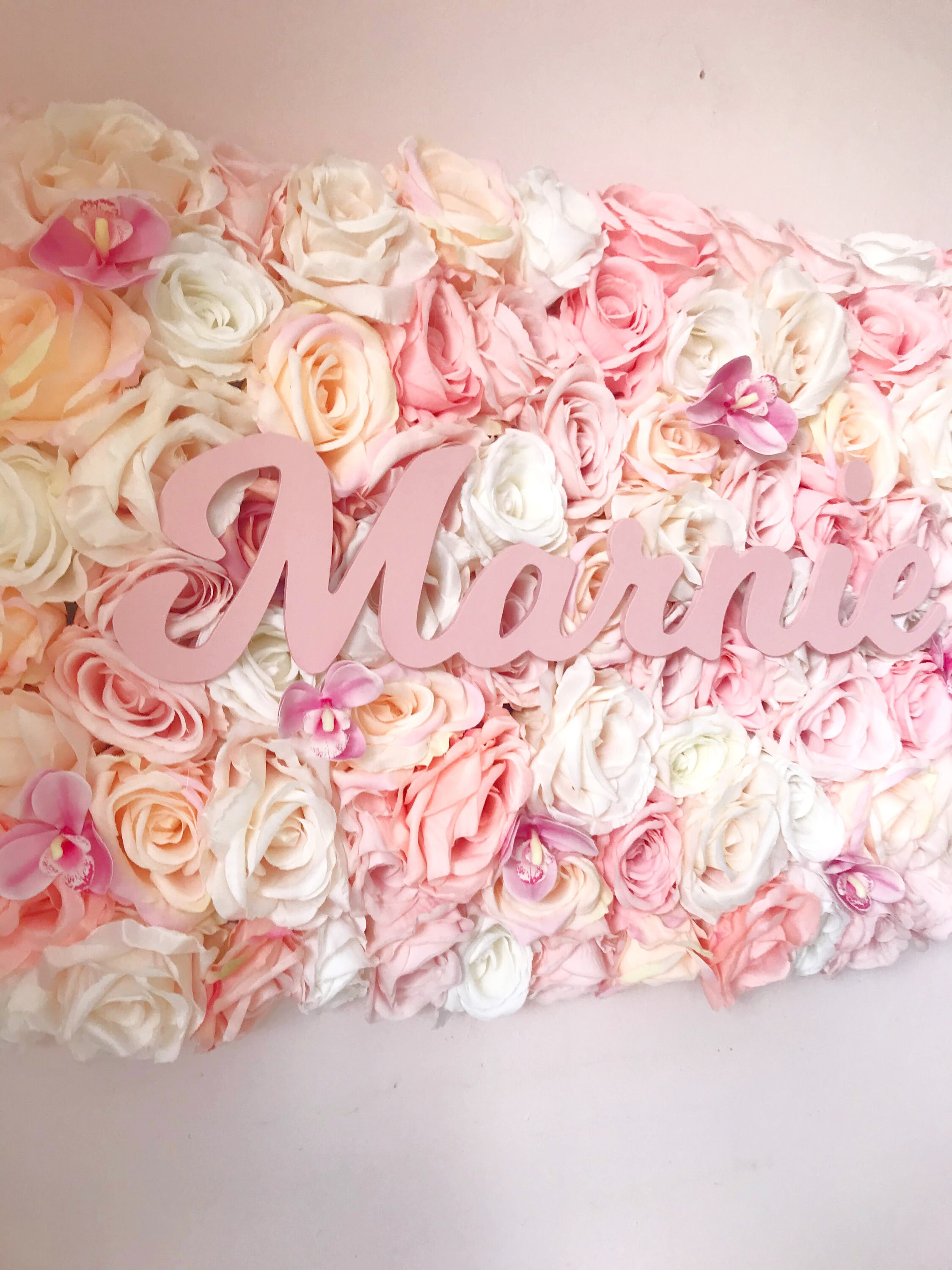 Flower Wall With Name Sign Pink Flower Wall Flower Wall - Etsy UK