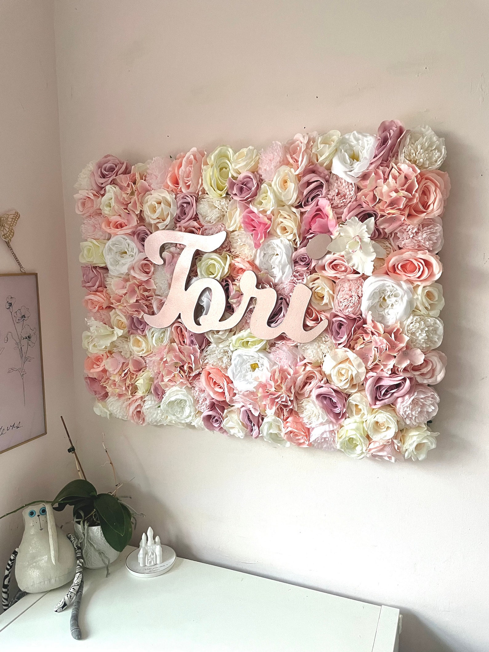 Custom Flower Wall Pink Floral Wall Nursery Decor Salon | Etsy