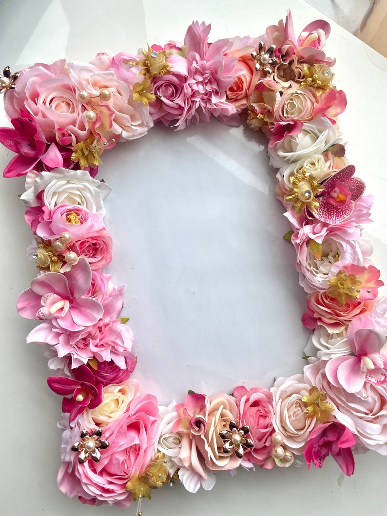 Floral Photo Frame: 3D Silk Flower Picture Frame - Etsy