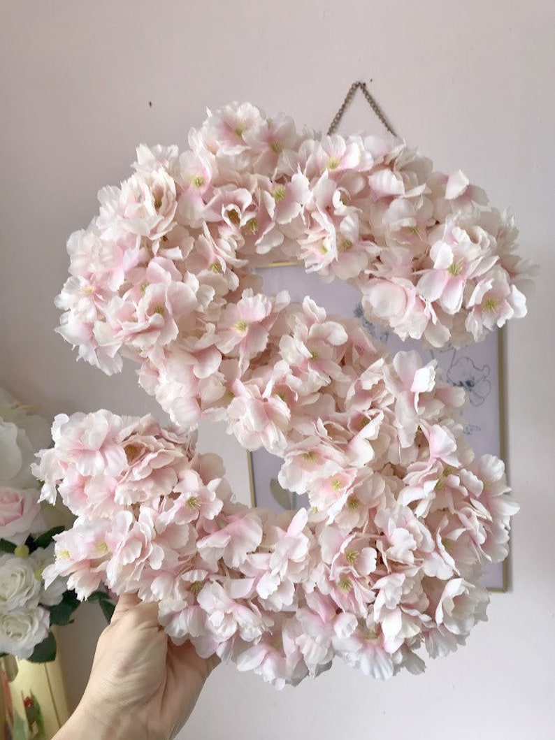 Pink Cherry Blossom Flower Letter Floral Letter Salon Decor - Etsy