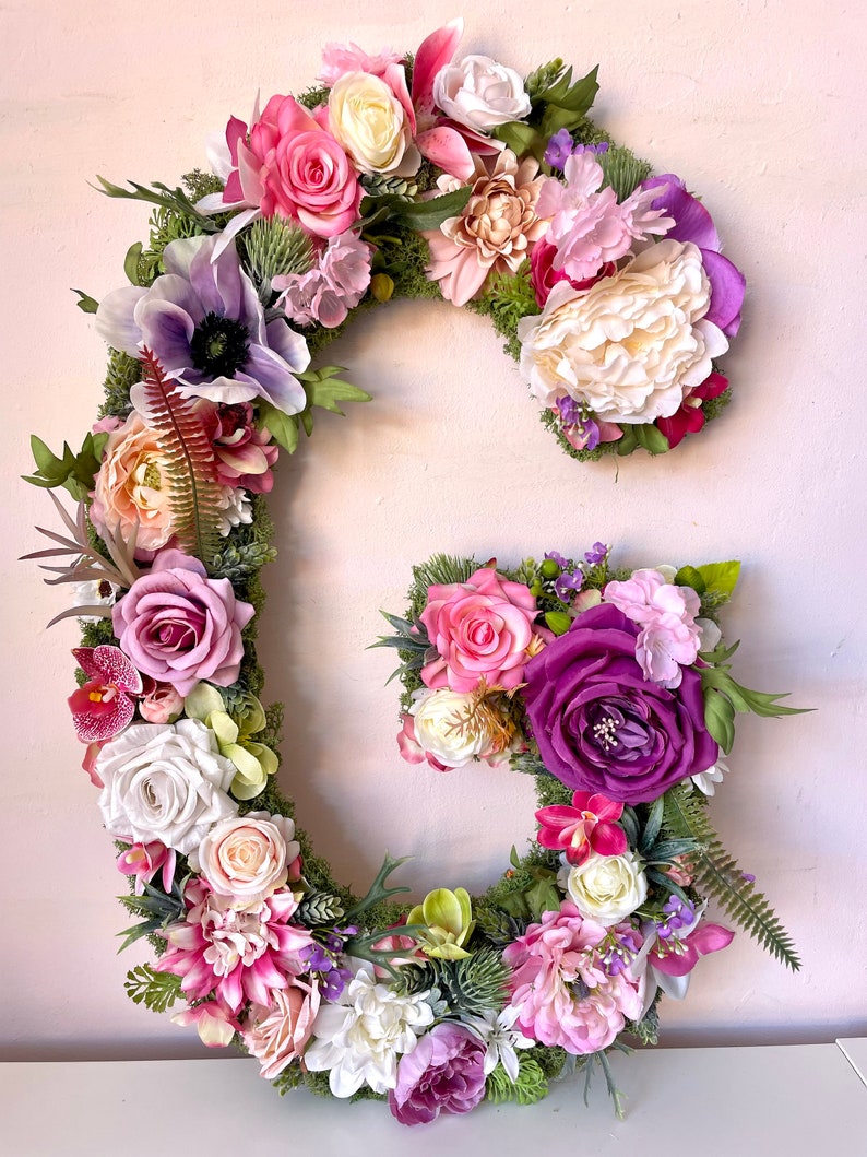 Flower Wall Letter Floral Letter Initial Flower Filled - Etsy