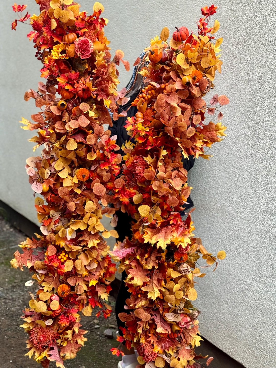 Luxe Autumn Leaf Garland, Orange Fall Doorway Decor (150cm) - Etsy UK