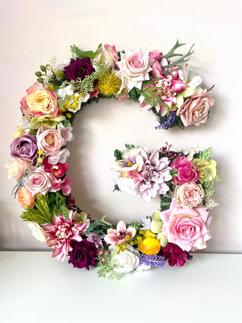 Flower Wall Letter Floral Letter Initial Flower Filled - Etsy