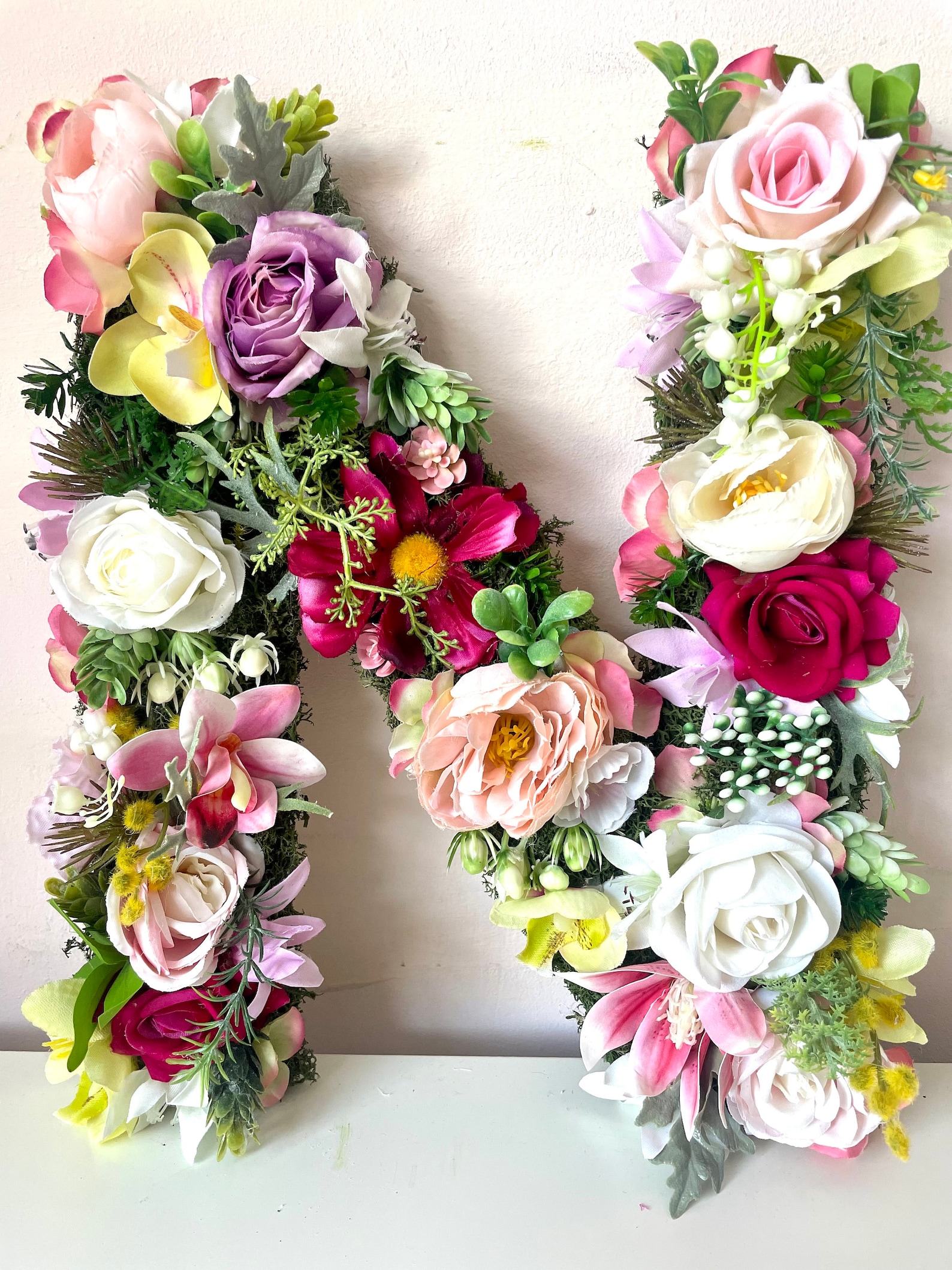 Flower Wall Letter Floral Letter Initial Flower Filled | Etsy