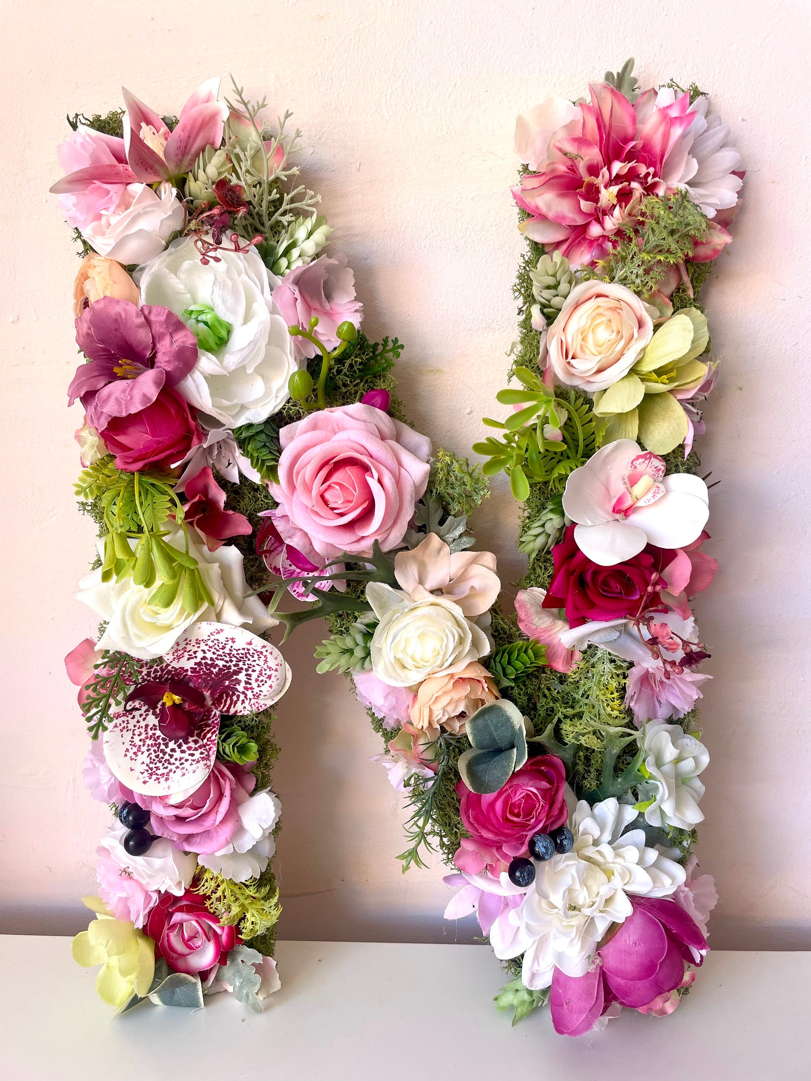 3D Floral Letter: Silk Flower & Moss Nursery Decor - Etsy