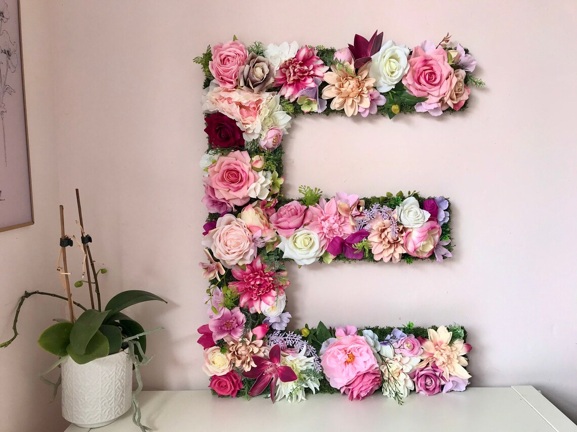 Flower Letter Eden Garden Large Floral Letter Initials | Etsy