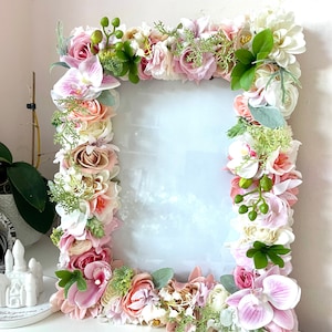 Blush Pink Floral Photo Frame: Silk Flower Picture Frame - Etsy