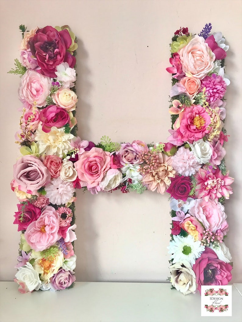 Flower Wall Letter Floral Letter Initial Flower Filled | Etsy