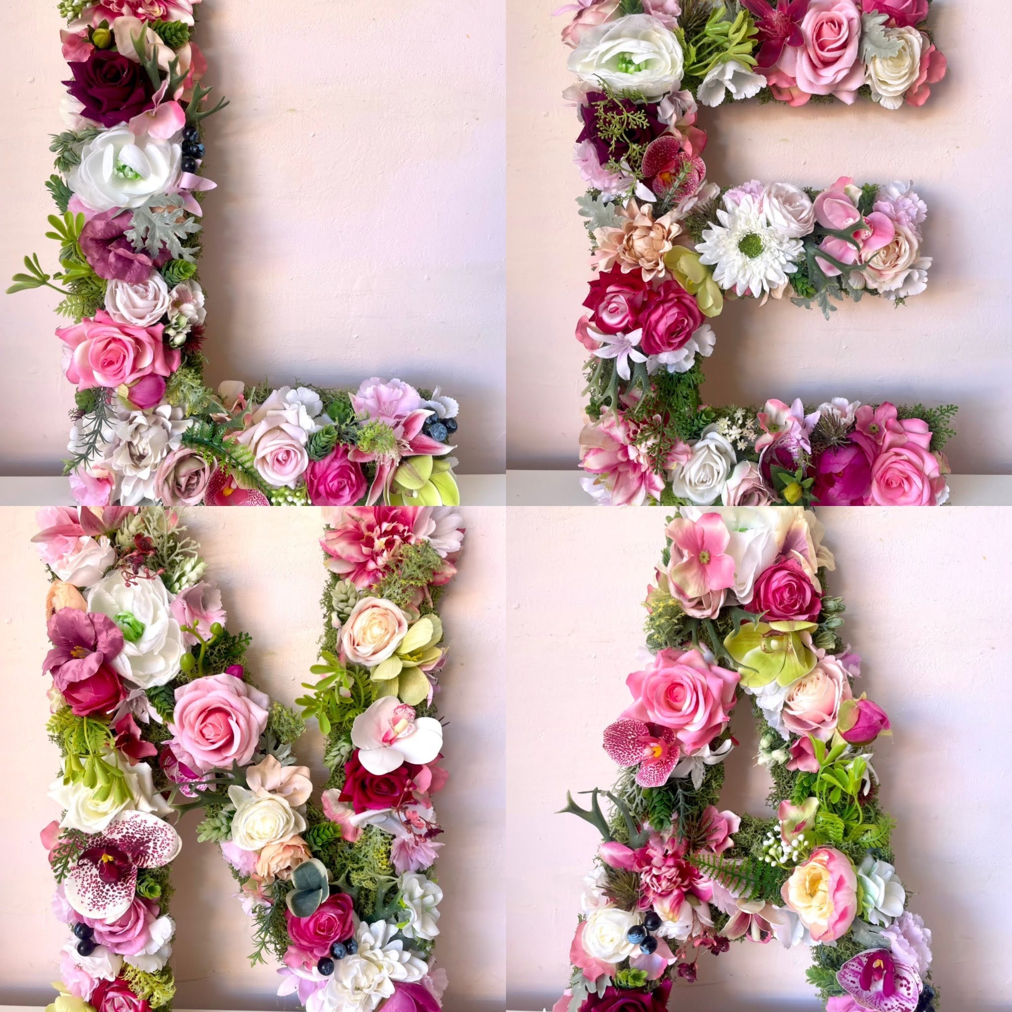 3D Floral Letter: Silk Flower & Moss Nursery Decor - Etsy