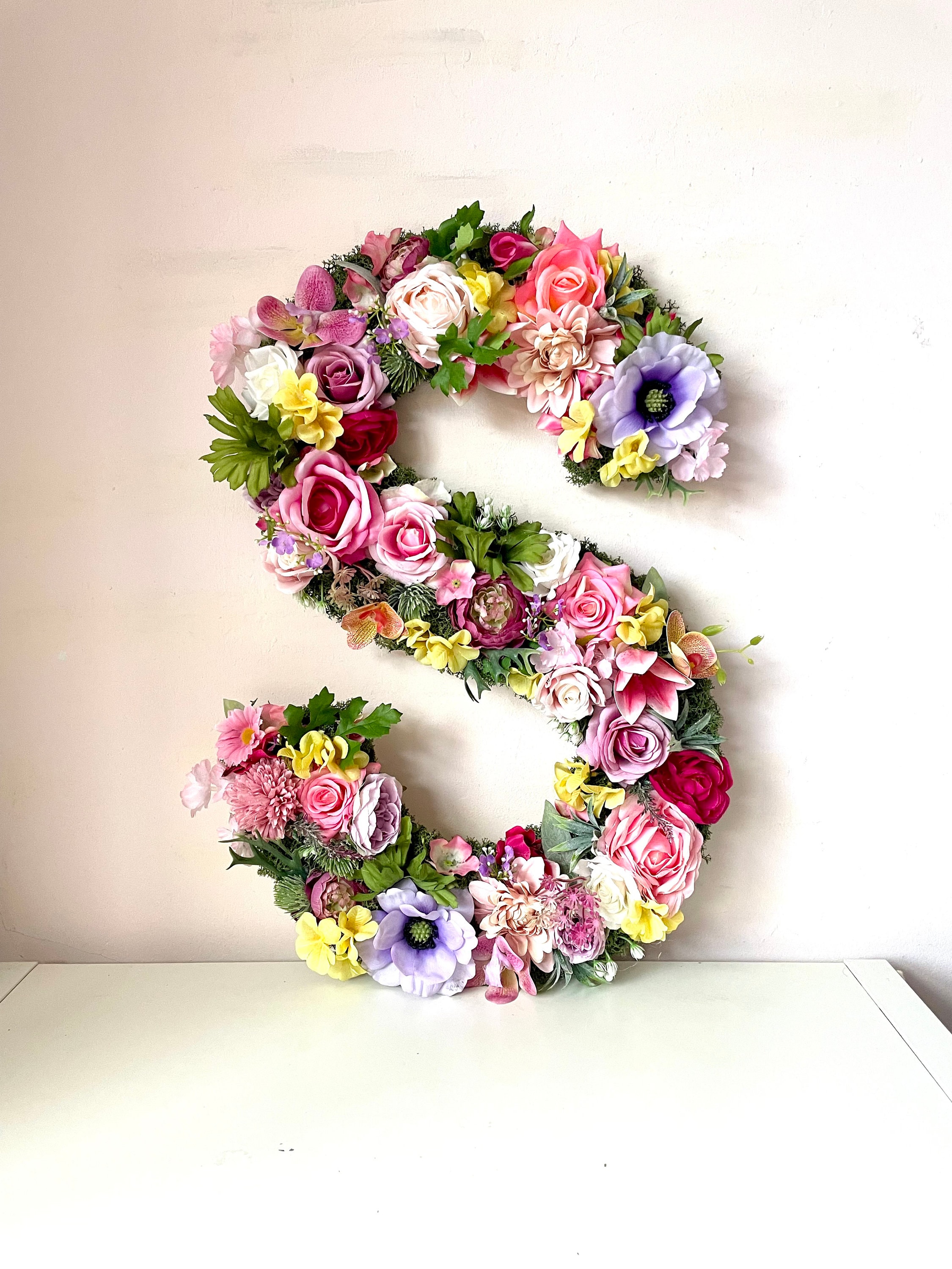 3D Floral Letter: Silk Flower & Moss Nursery Decor - Etsy
