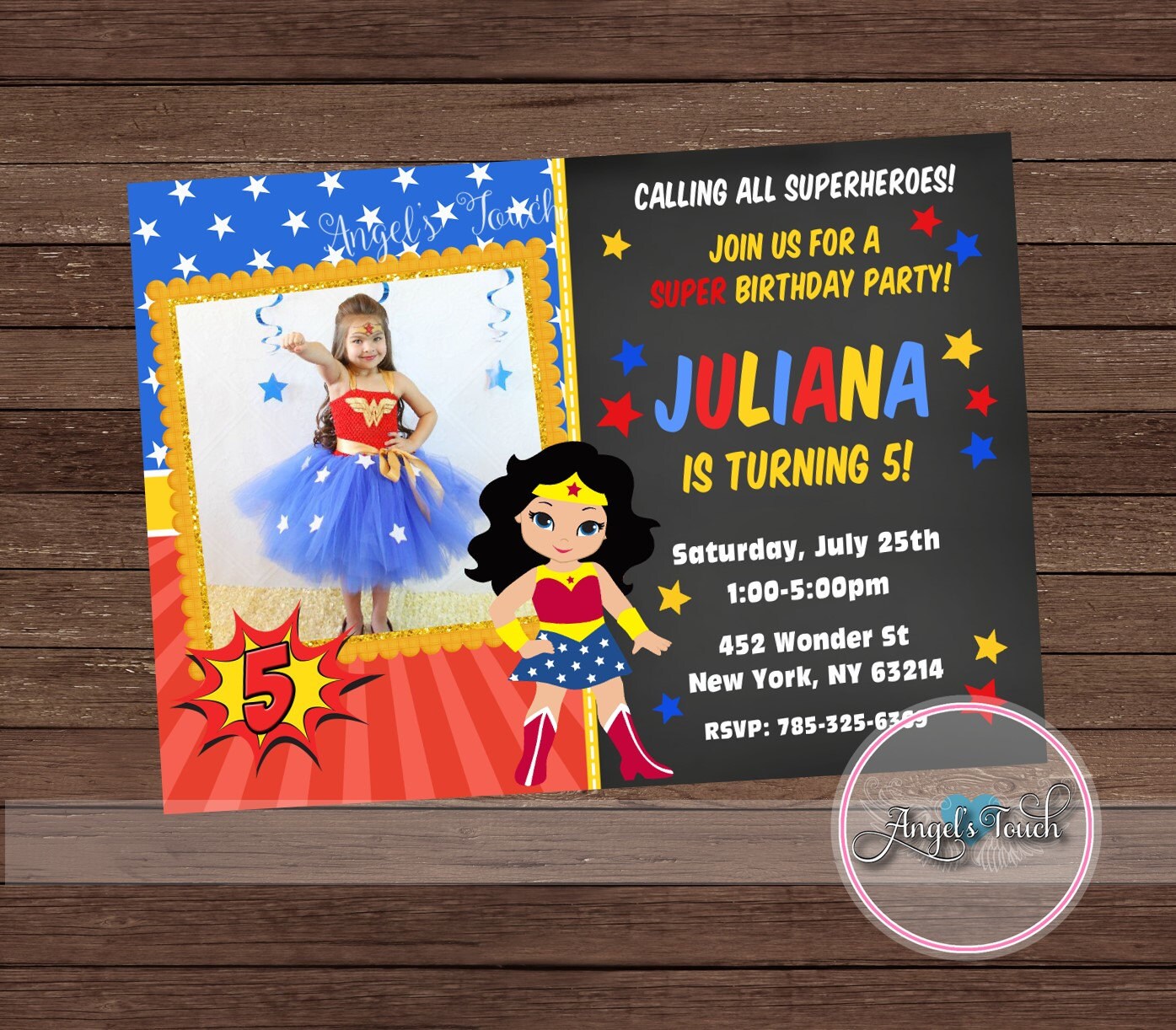 Wonder Woman Birthday Party Invitation