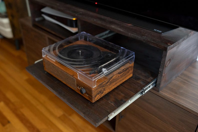 TV Console Riser With Sliding Shelf Storage - Etsy