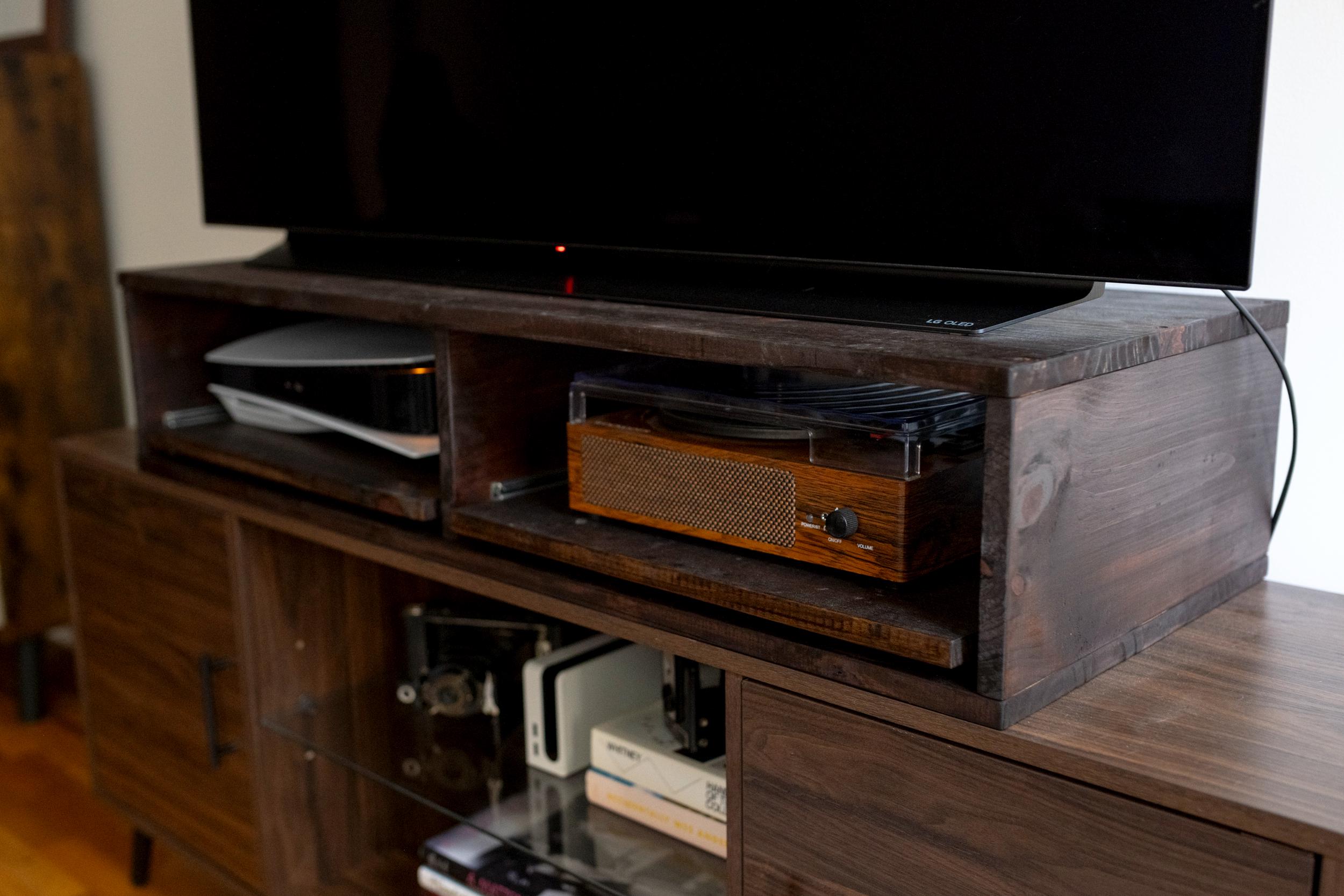 TV Console Riser With Sliding Shelf Storage - Etsy