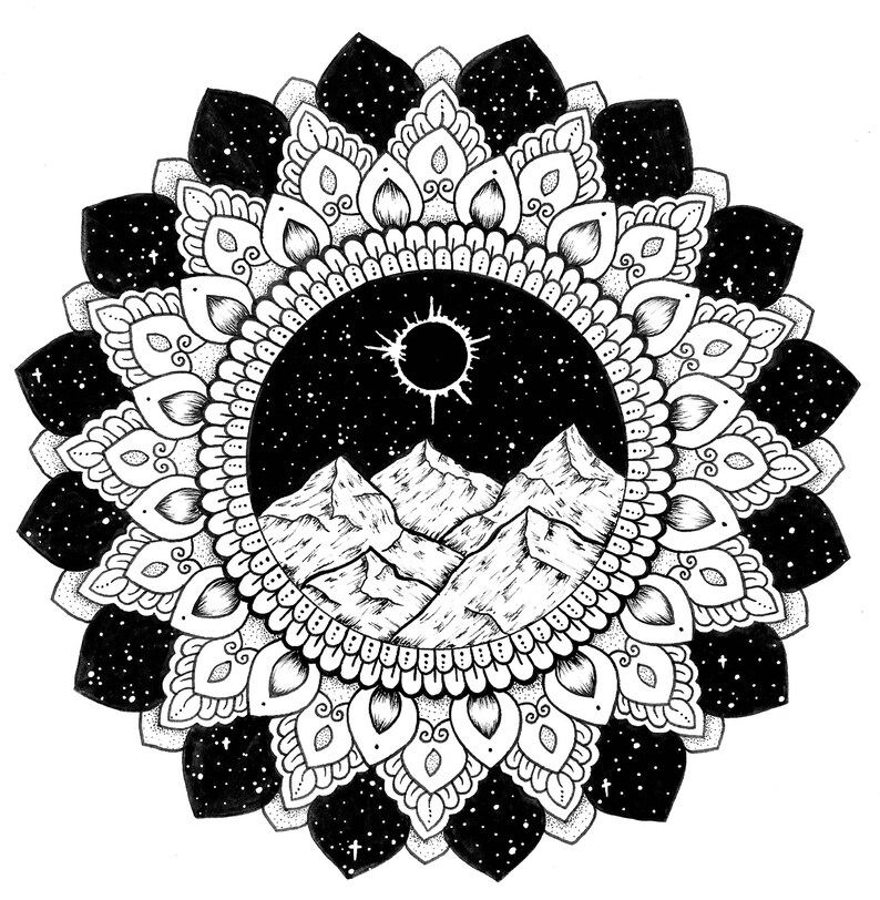 Solar Eclipse Sticker Lunar Eclipse Sticker Mandala | Etsy