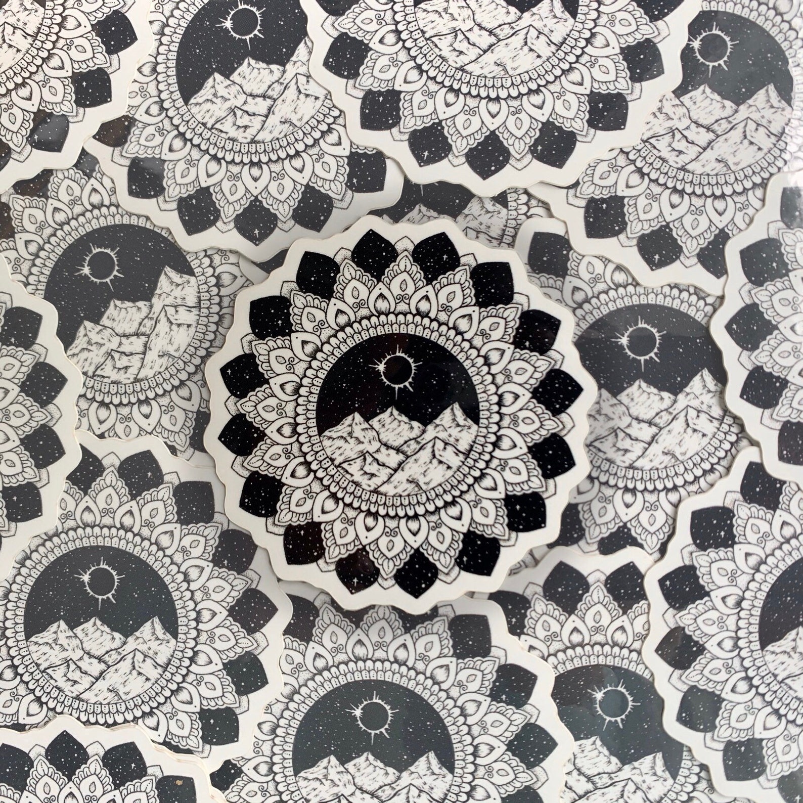 Solar Eclipse Sticker Lunar Eclipse Sticker Mandala - Etsy