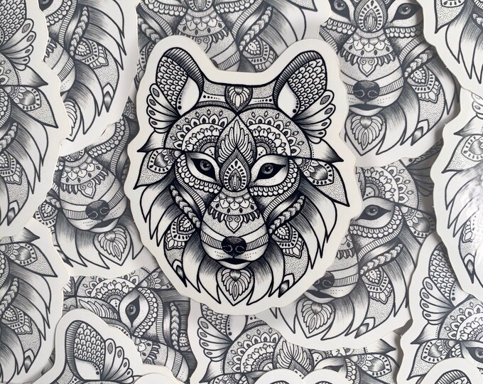 Wolf Sticker, Mandala Wolf Sticker, Zentangle Wolf - Etsy