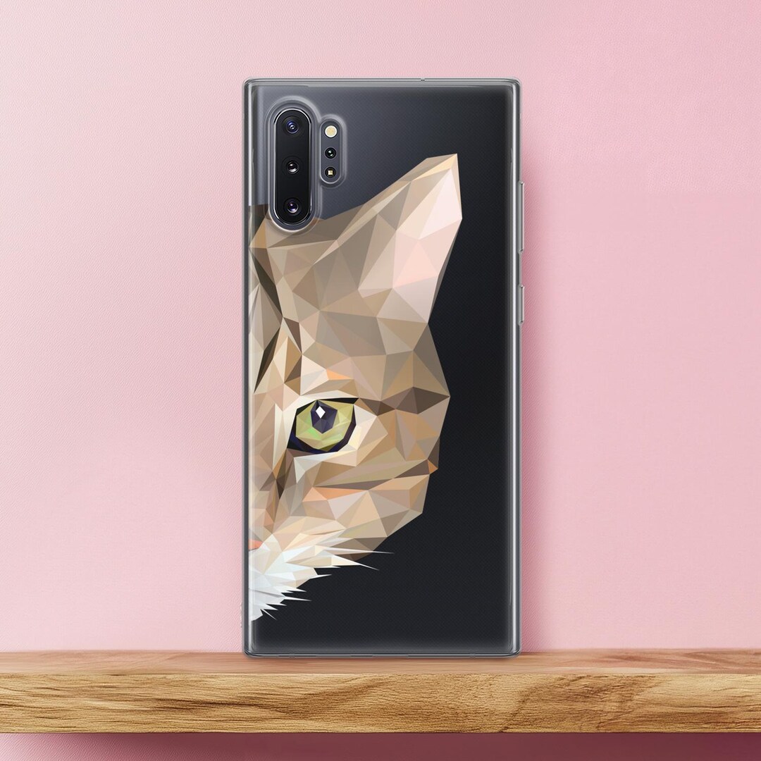 Cat Phone Case Low Poly Art for Note 10 Plus Cover Samsung S8 S24 Ultra ...