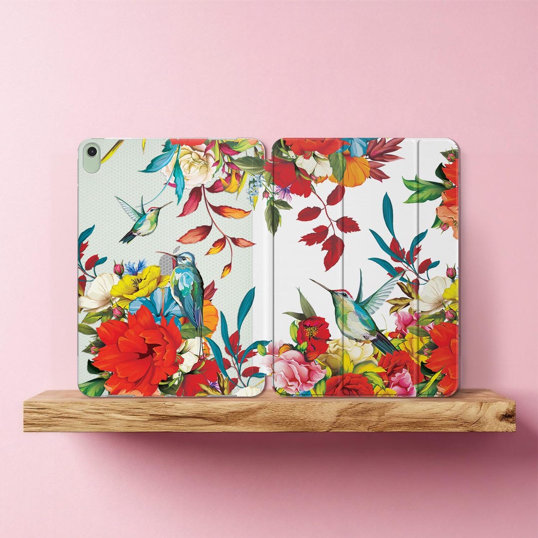 Hummingbirds iPad Pro 11 Case Red Flowers 10.2 iPad Case iPad 9.7 Inch ...