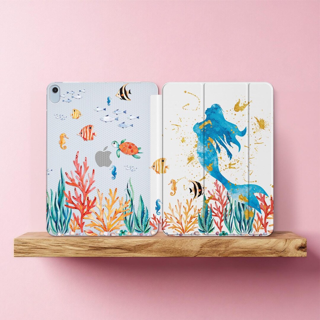 Cute Mermaid iPad Cover 12.9 2021 10.2 Fairytale Ocean iPad Mini 5 6 7 ...