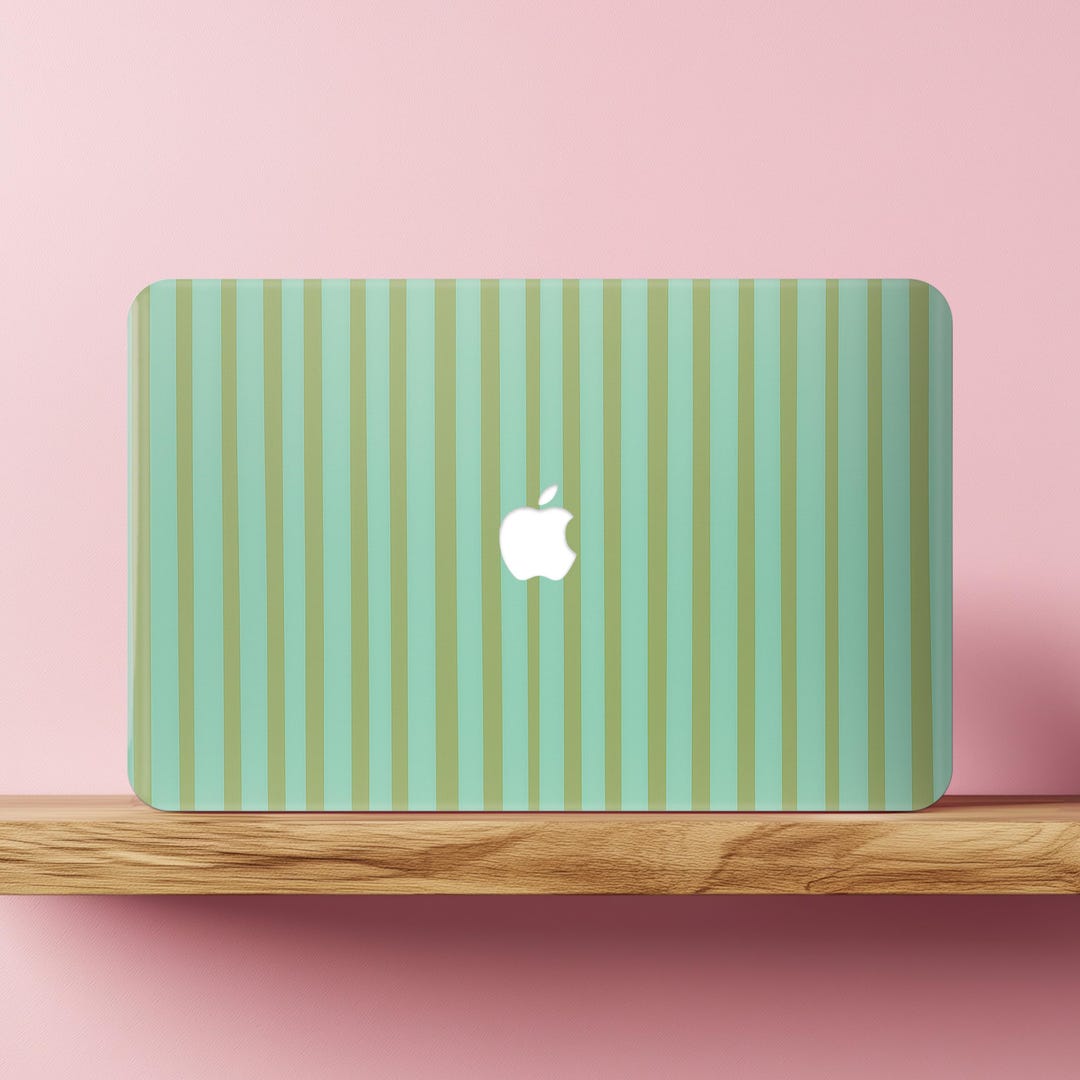 Olive Mint Striped MacBook Pro Case 16 14 Inch M3 M2 M1 M4 Air 15 13 ...