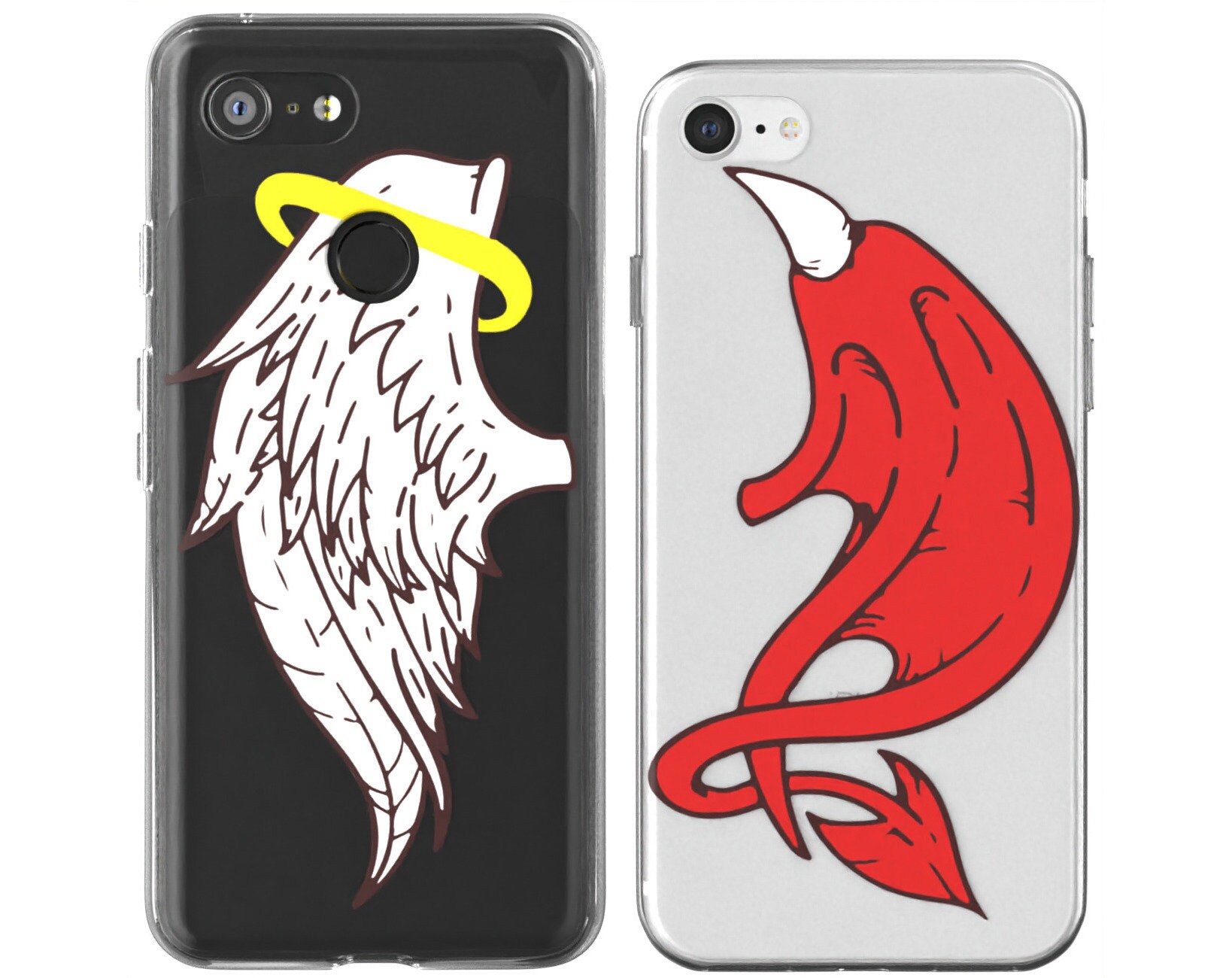 Two Wing Pieces Angel And Devil iphone Xs Max tpu iphone 12 | Etsy