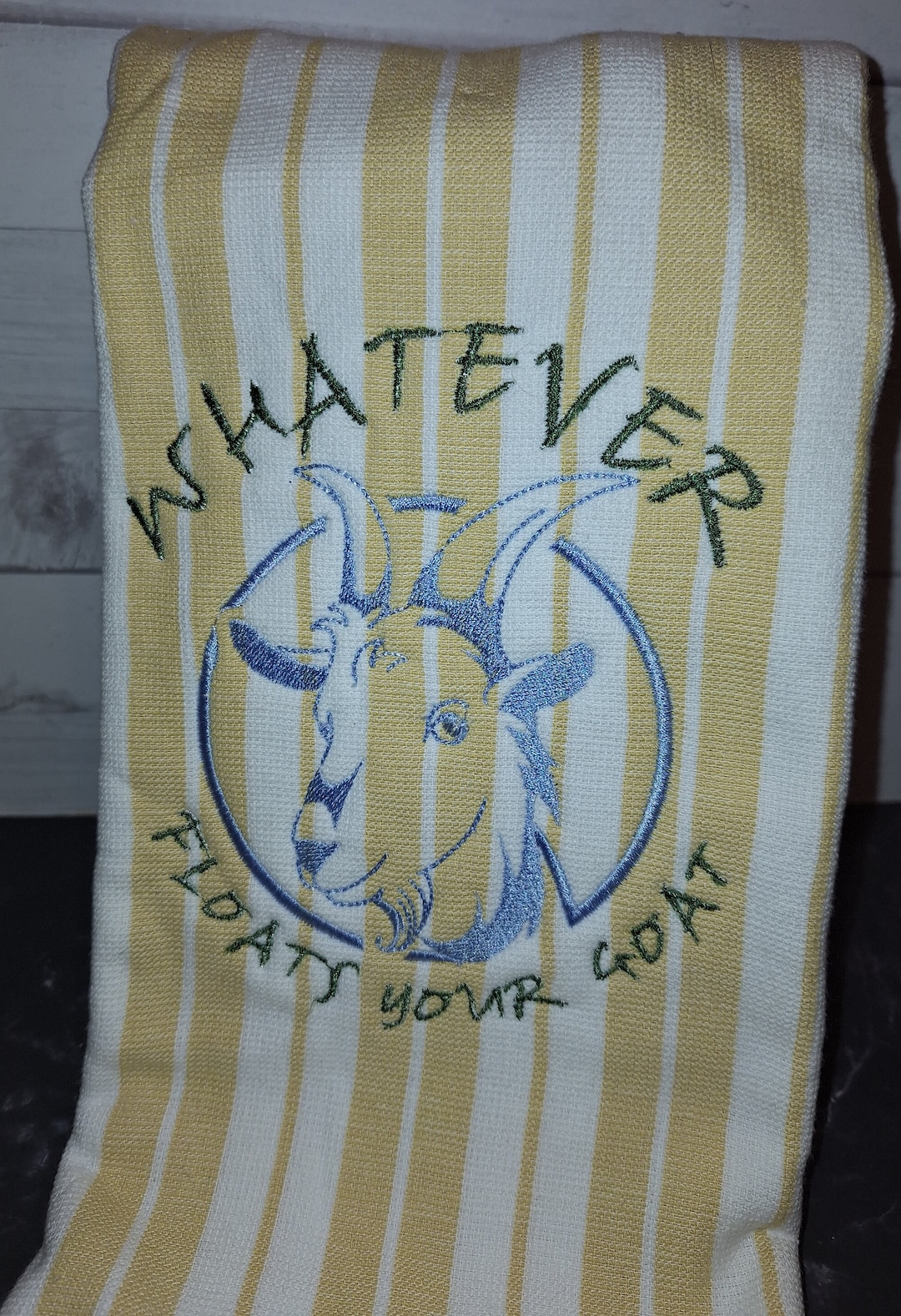 Fun Sassy Heavy-weight Goat Cotton Embroidered Kitchen Towel "whatever ...