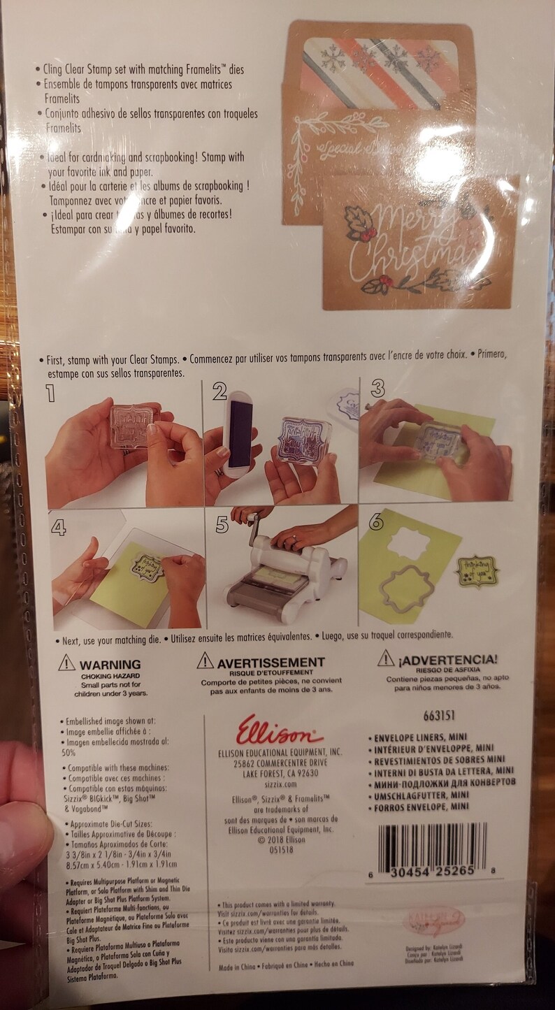 Sizzix, Framelits and Stamps Set, Envelope Liners, Mini- New in Package ...