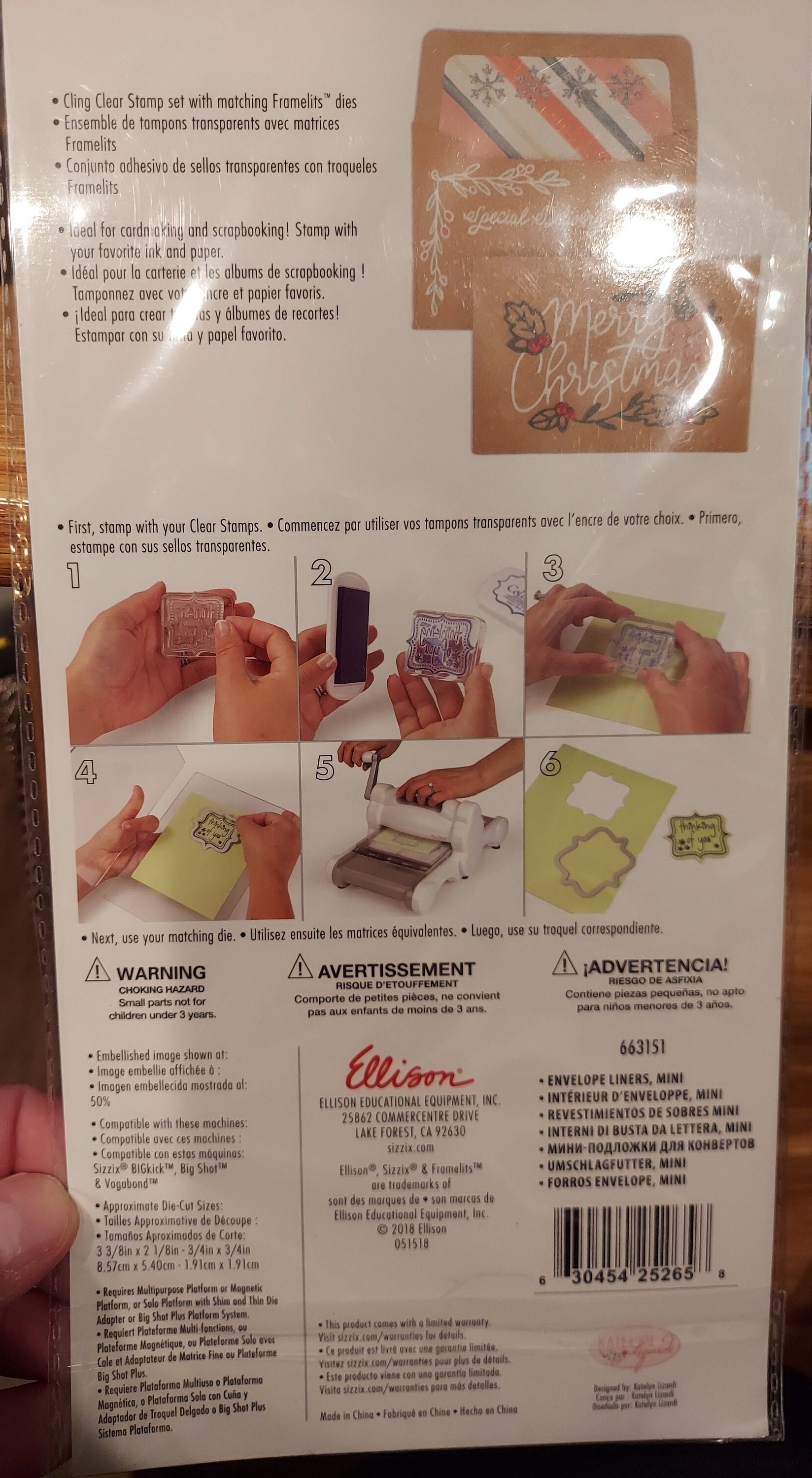 Sizzix, Framelits and Stamps Set, Envelope Liners, Mini- New in Package ...