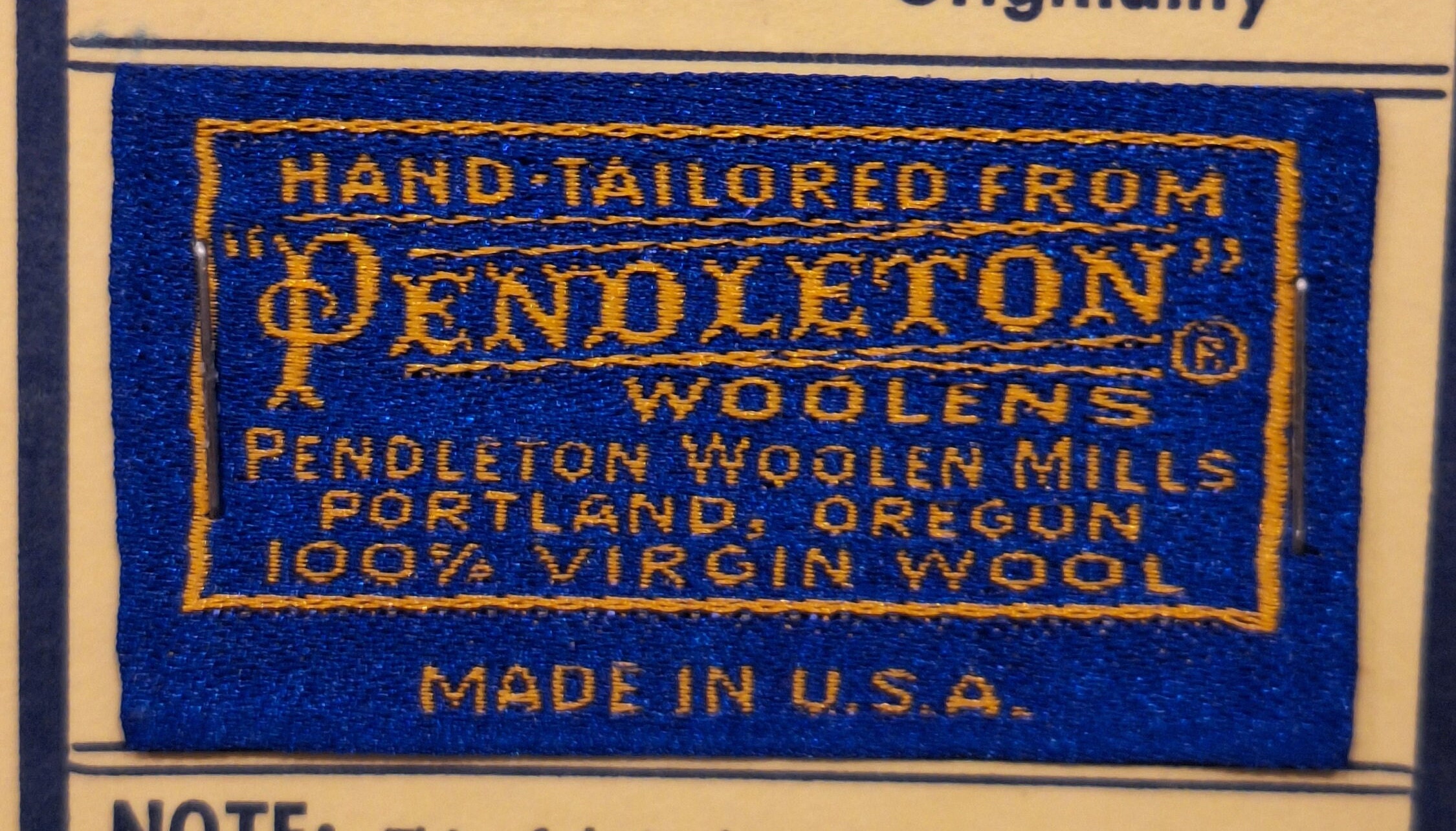 Pendleton Wool Fabric Label, Pendleton Woolen Mills, Portland, Oregon ...
