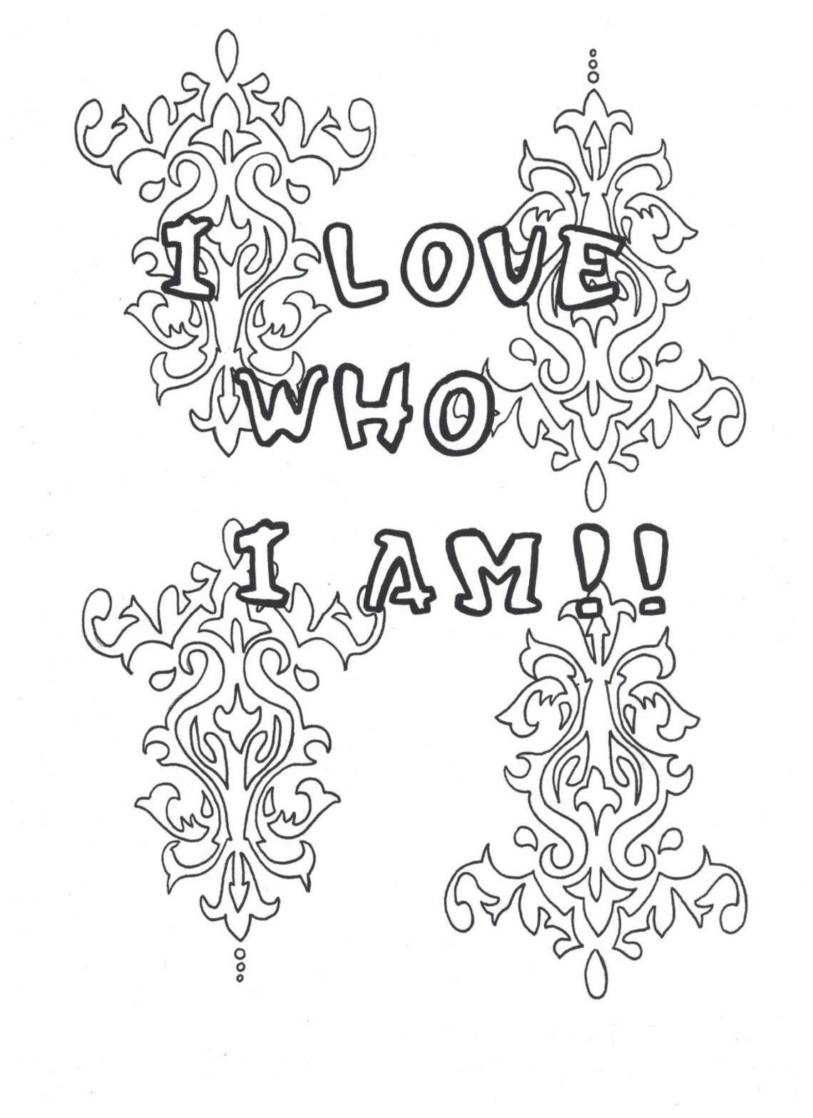 I Love Who I Am Coloring Page - Etsy