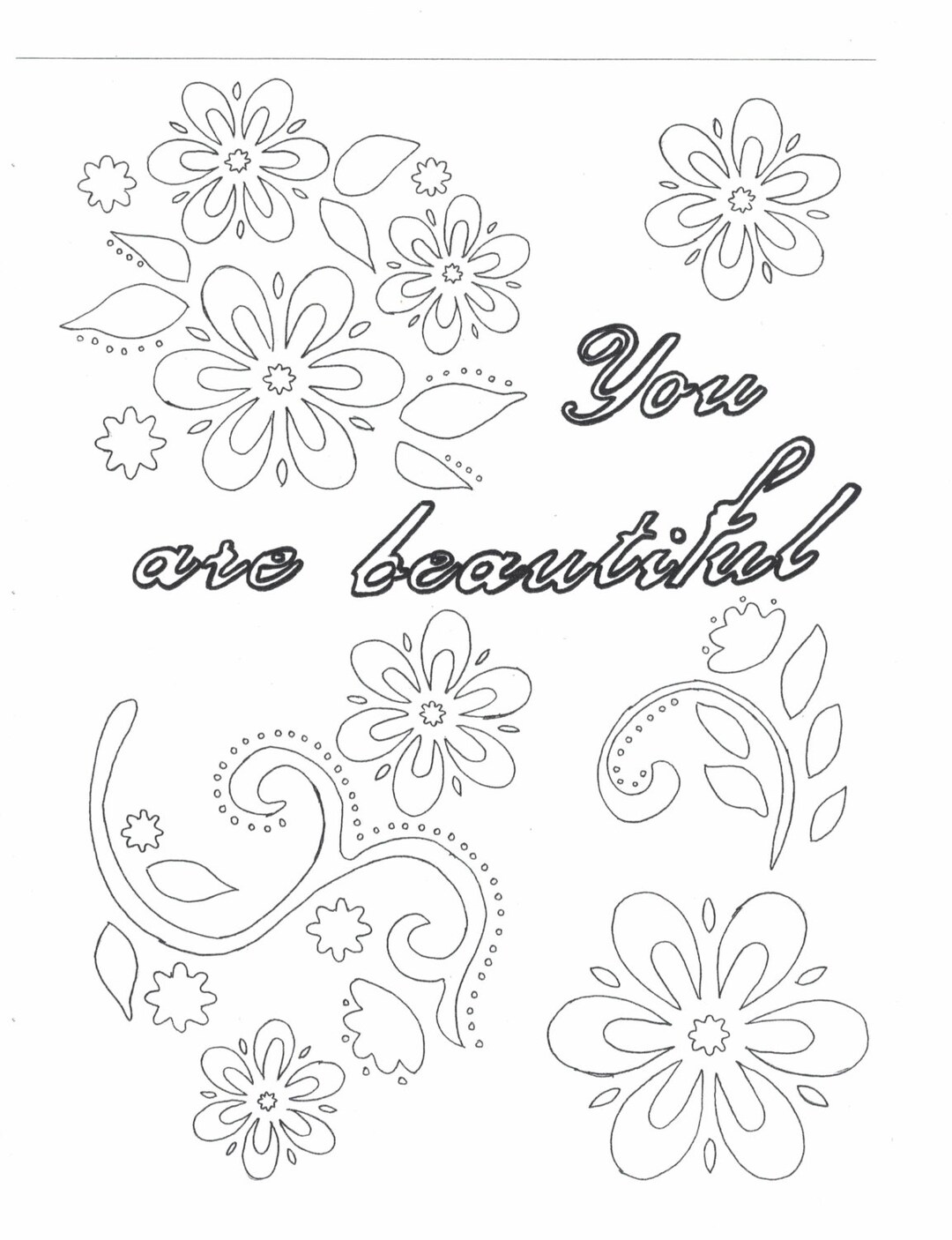 You Are Beautiful Coloring Page - Etsy