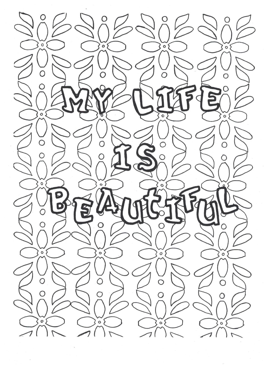 My Life is Beautiful Coloring Page - Etsy