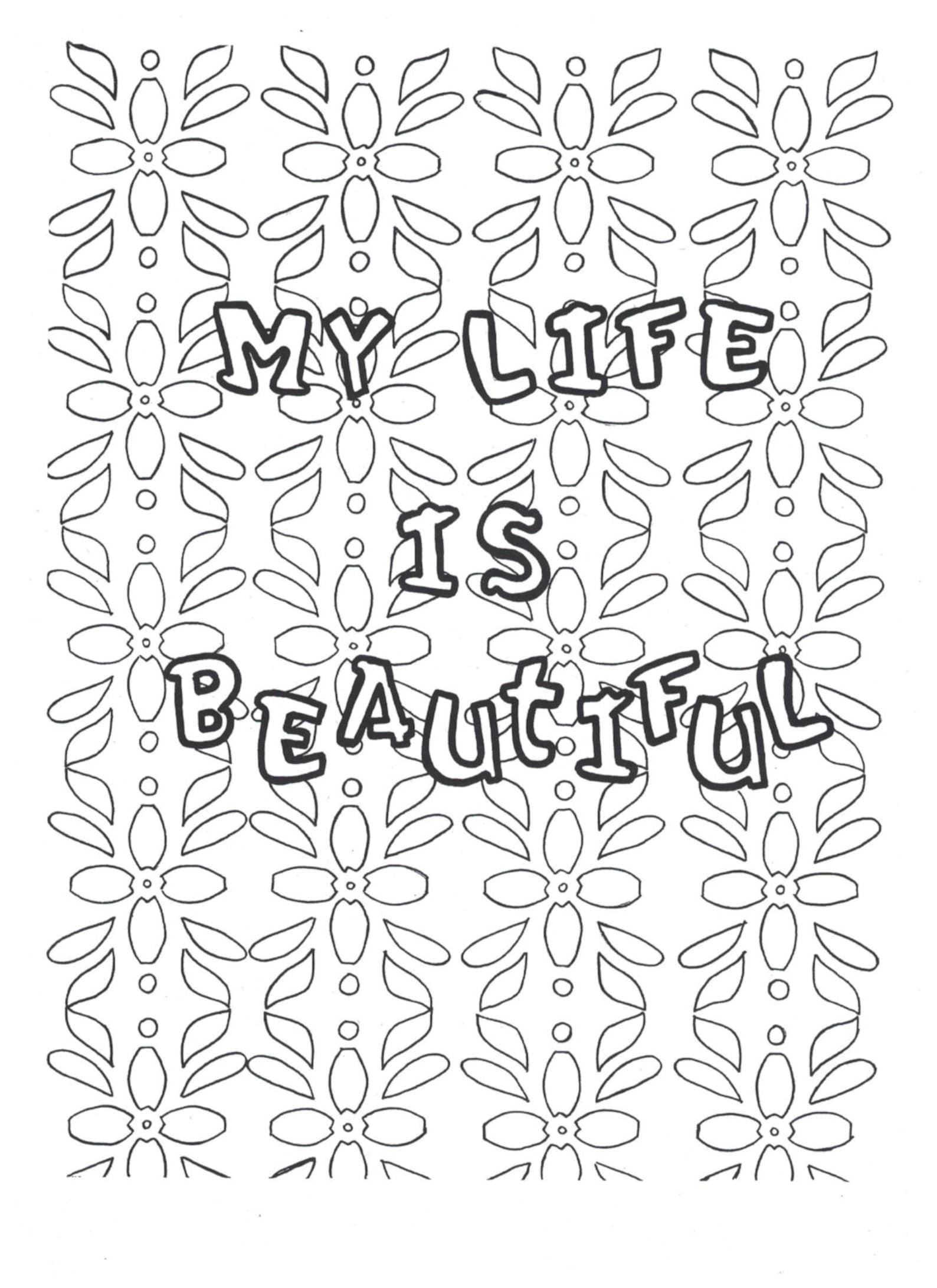 My Life is Beautiful Coloring Page - Etsy