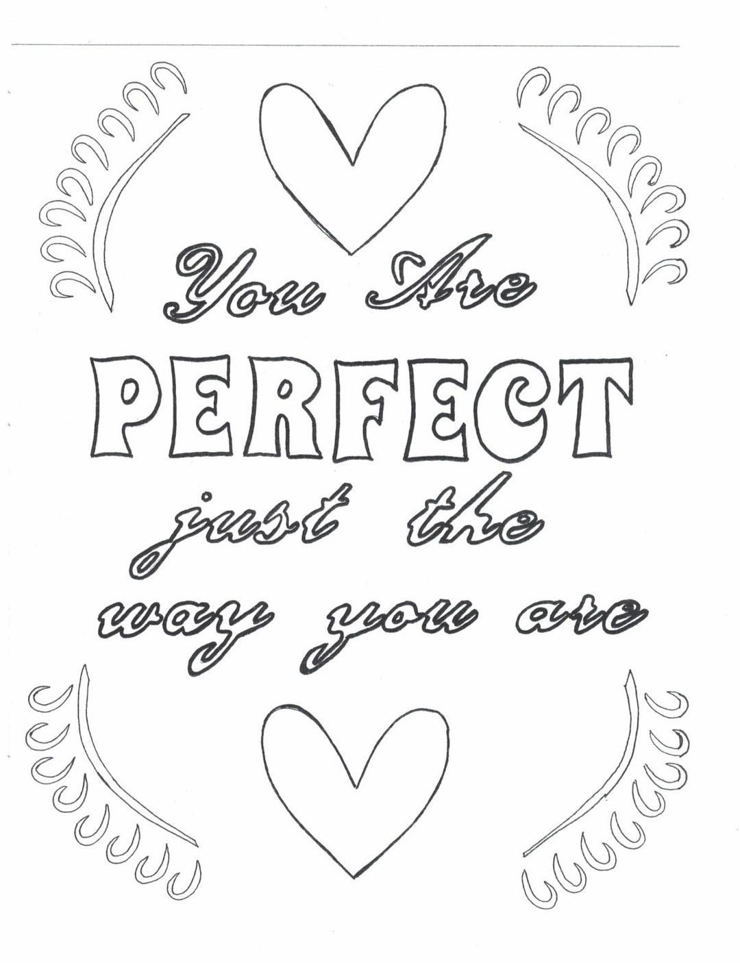 You Are Perfect Just the Way You Are Coloring Page - Etsy