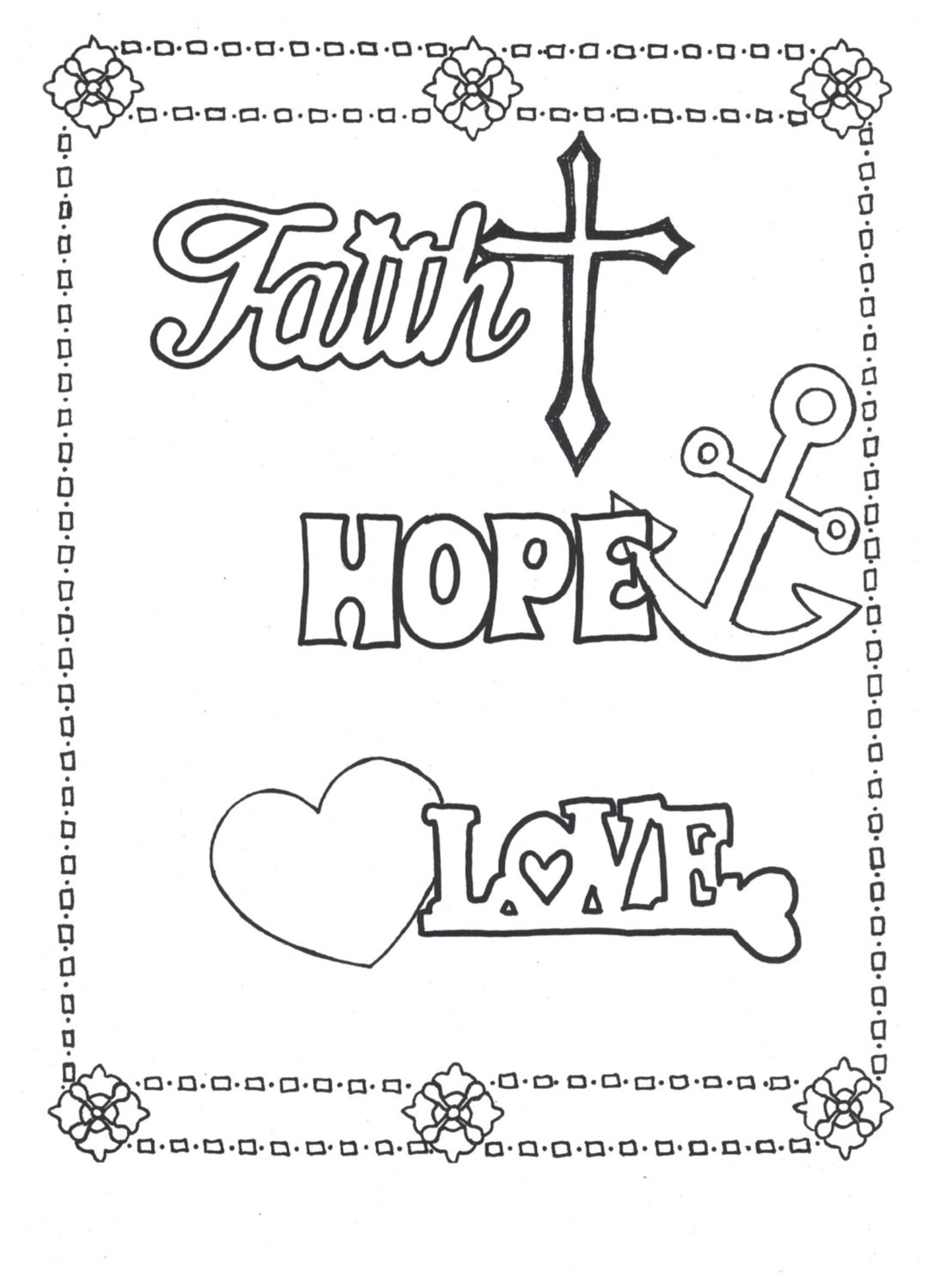 Faith Hope Love Coloring Page - Etsy