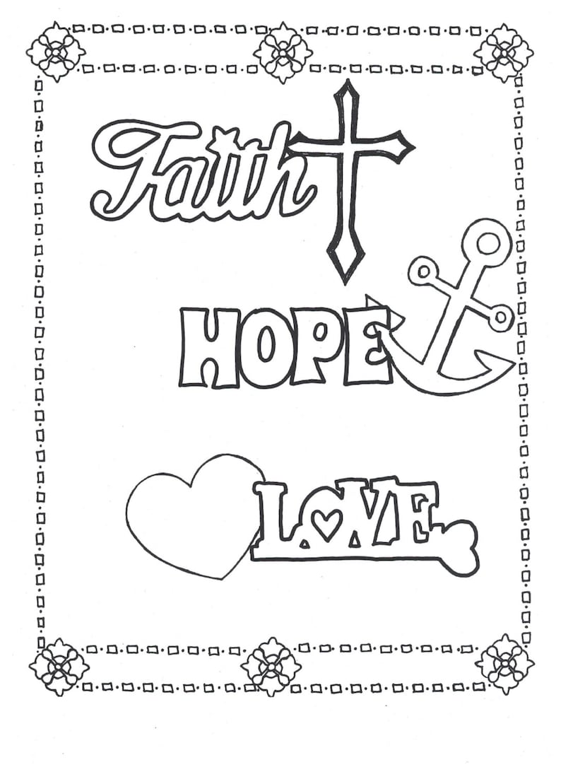 Faith Hope Love Coloring Page - Etsy